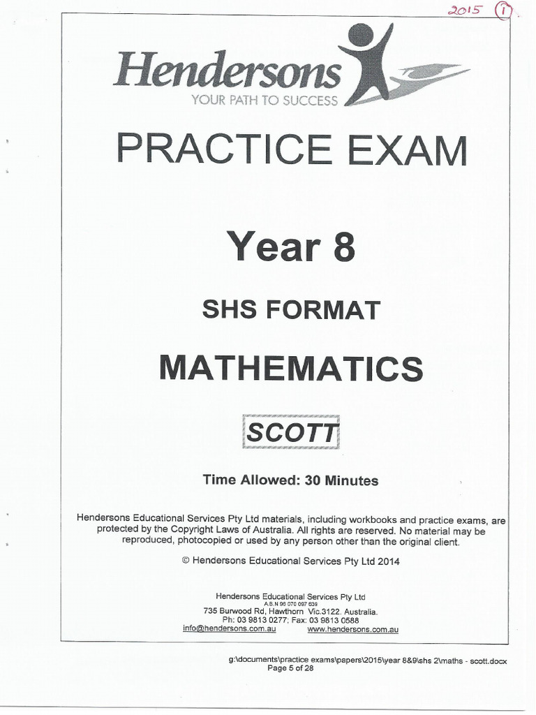 Y8 Maths 01 Scott Q | PDF