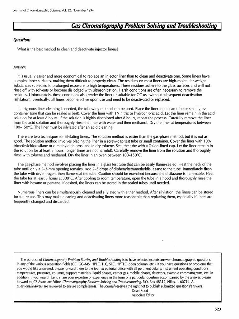 Gas Chromatography Problem Solving and Troubleshooting 1994 | PDF | Chromatography | Chemistry