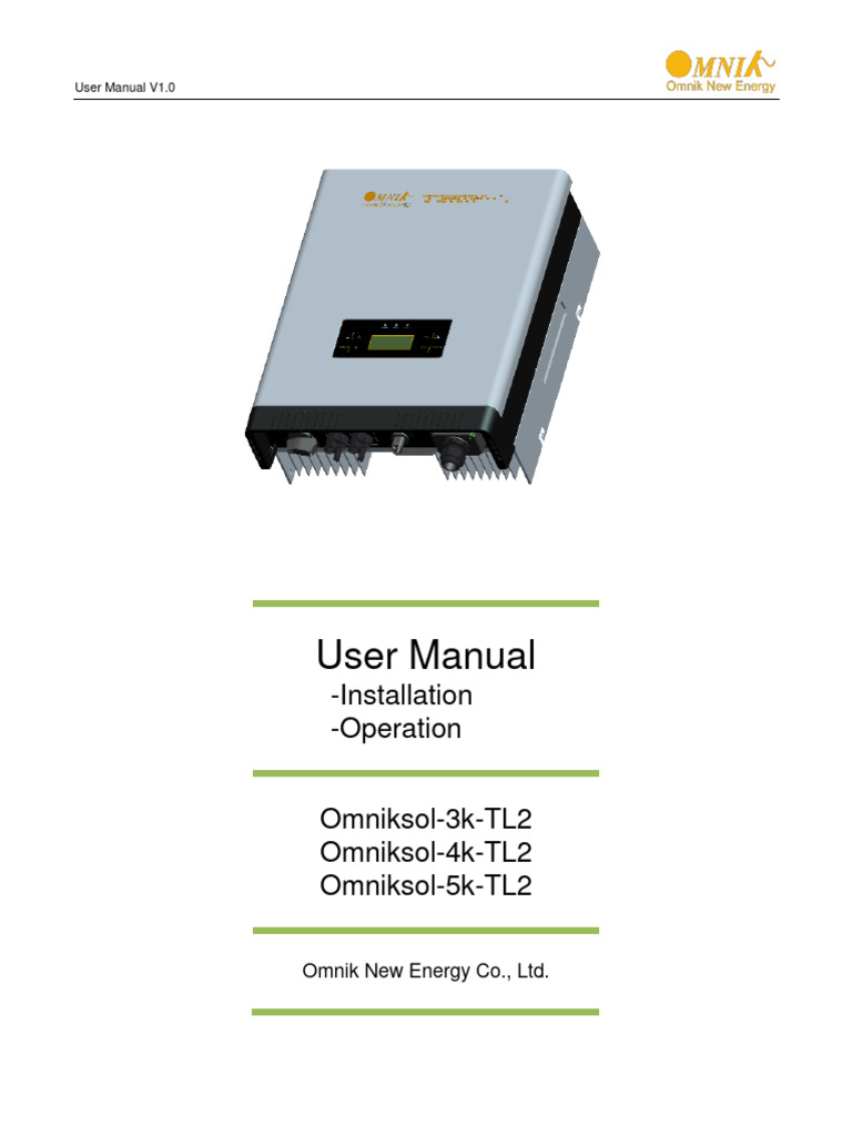 Omnik Solar Inverter User Manual | PDF | Power Inverter | Alternating ...