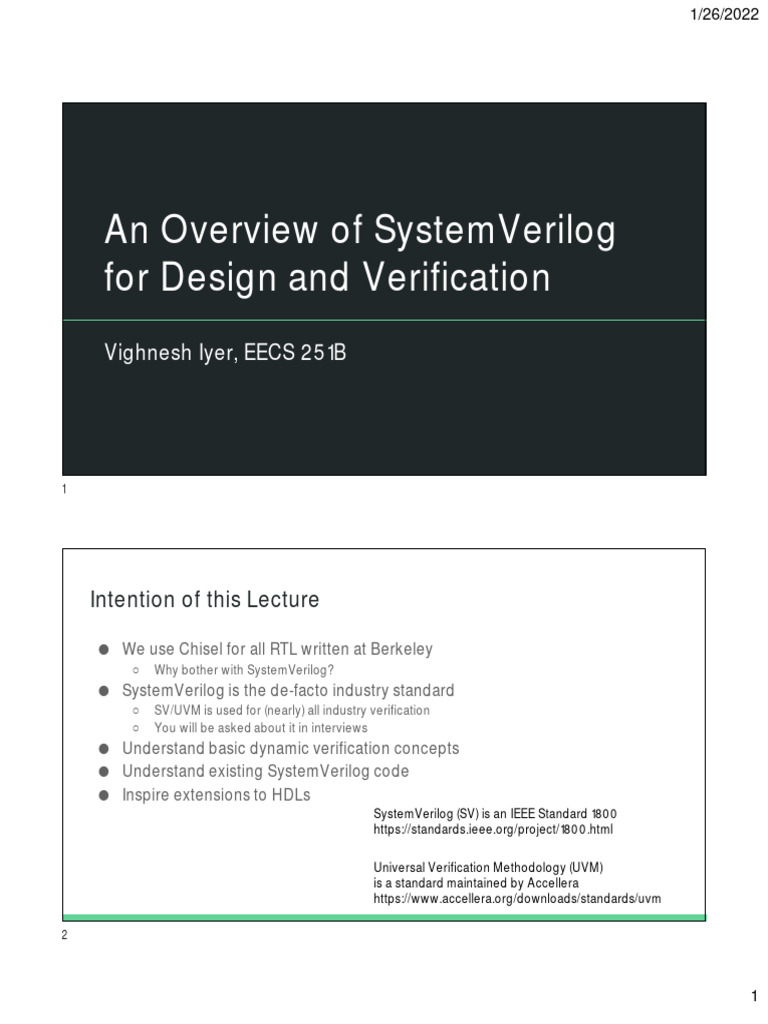 Lecture 4 - SystemVerilog-2up | PDF | Computing | Computer Engineering