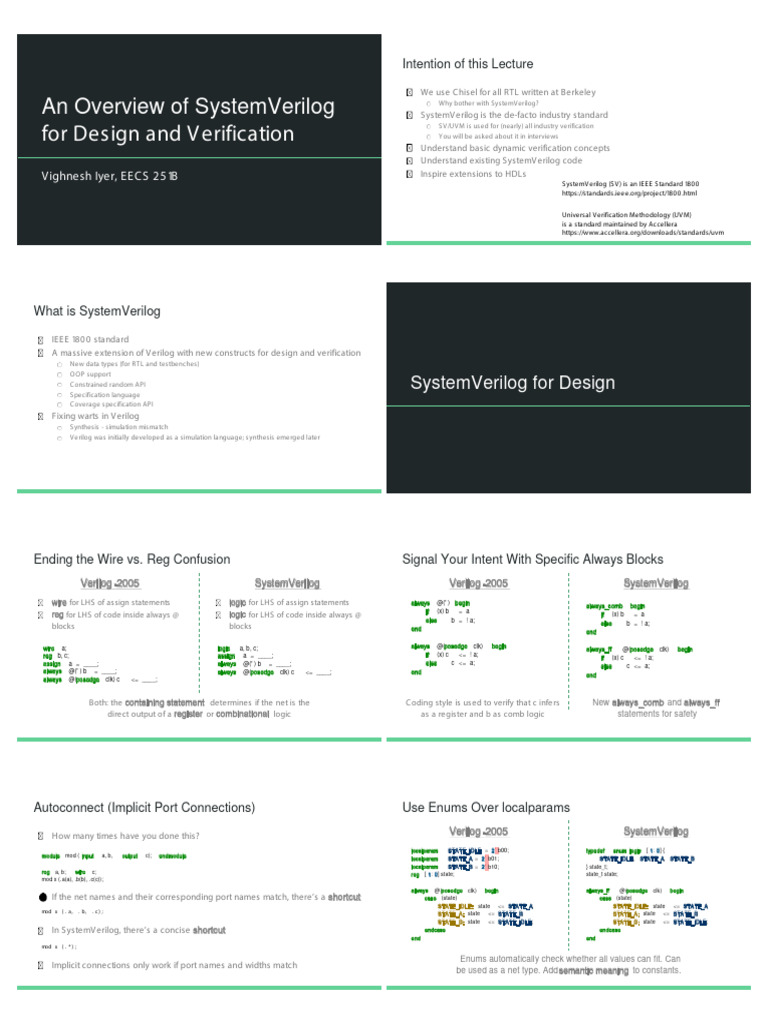 Lecture 4 - SystemVerilog-8up | PDF | Computer Engineering | Software Engineering