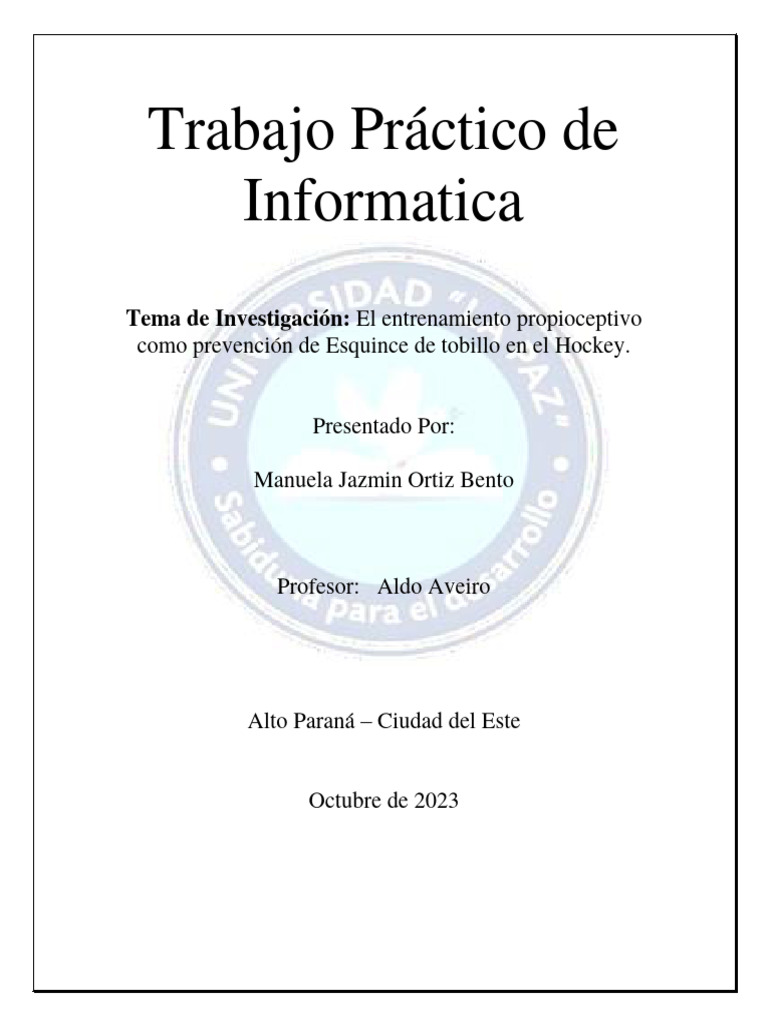 Manuela Ortíz - TP - Informatica | PDF | Tobillo | Anatomía