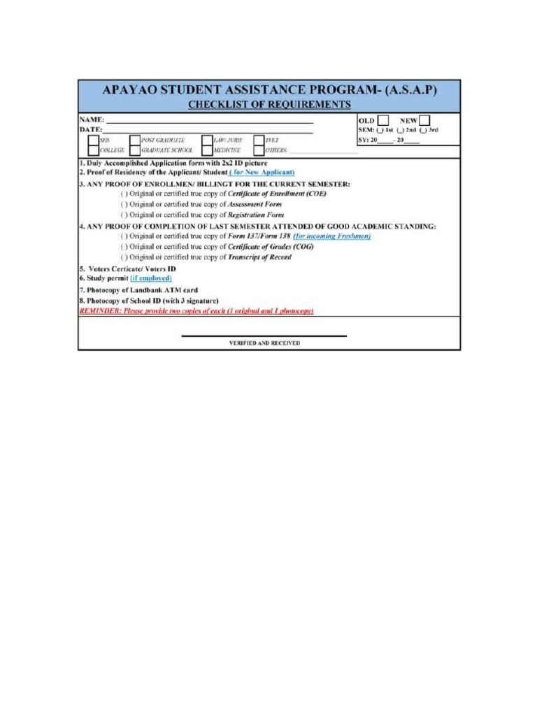 Asap Checklist | PDF