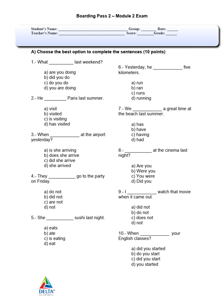 Exam Boarding Pass 2 Mod 2 | PDF