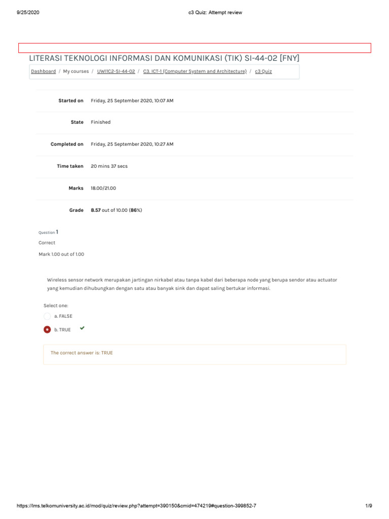 c3 Quiz - Attempt Review | PDF | Komputer