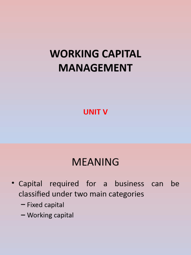 Working Capital Management | PDF | Working Capital | Expense
