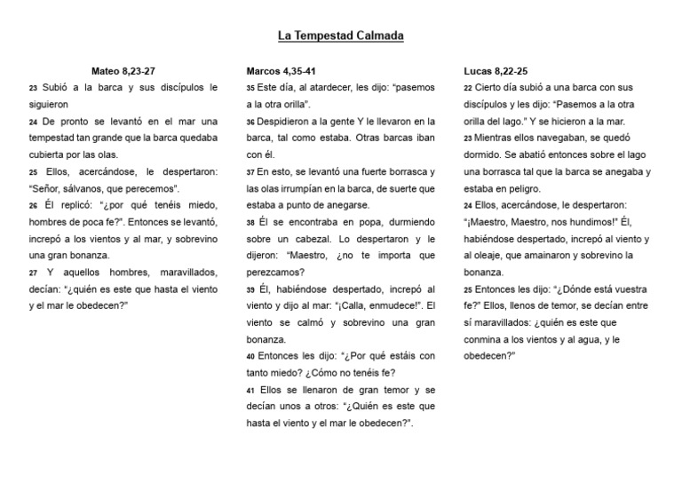 La Tempestad Calmada para Imprimir | PDF | Evangelios canónicos ...