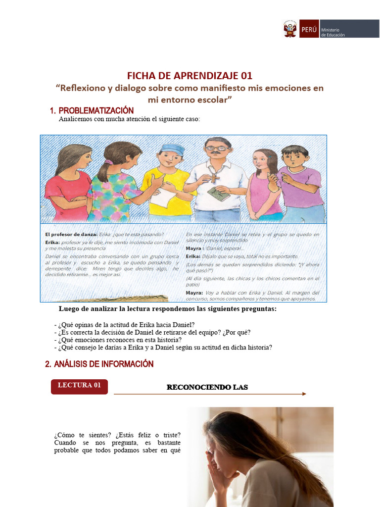 Ficha 01 Actividad 01 Unidad 02 DPCC 5° | PDF | Las emociones | Experiencia