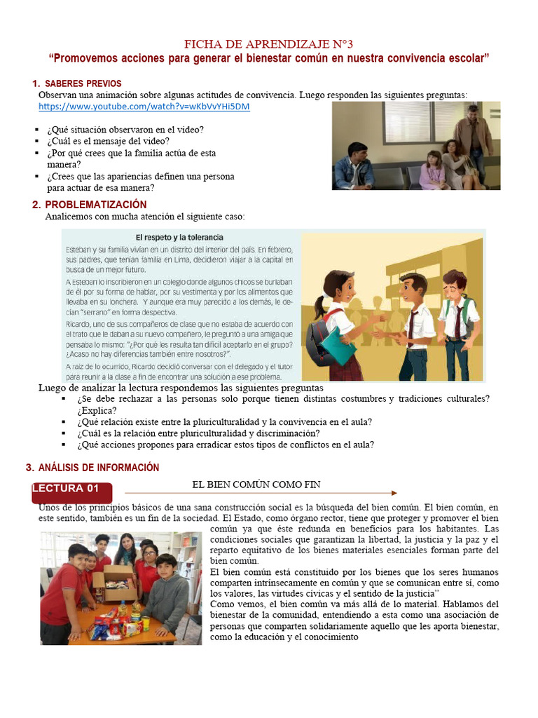 Ficha 03 Actividad 03 Unidad 01 DPCC 5º 2024. | PDF | Empatía | Las emociones