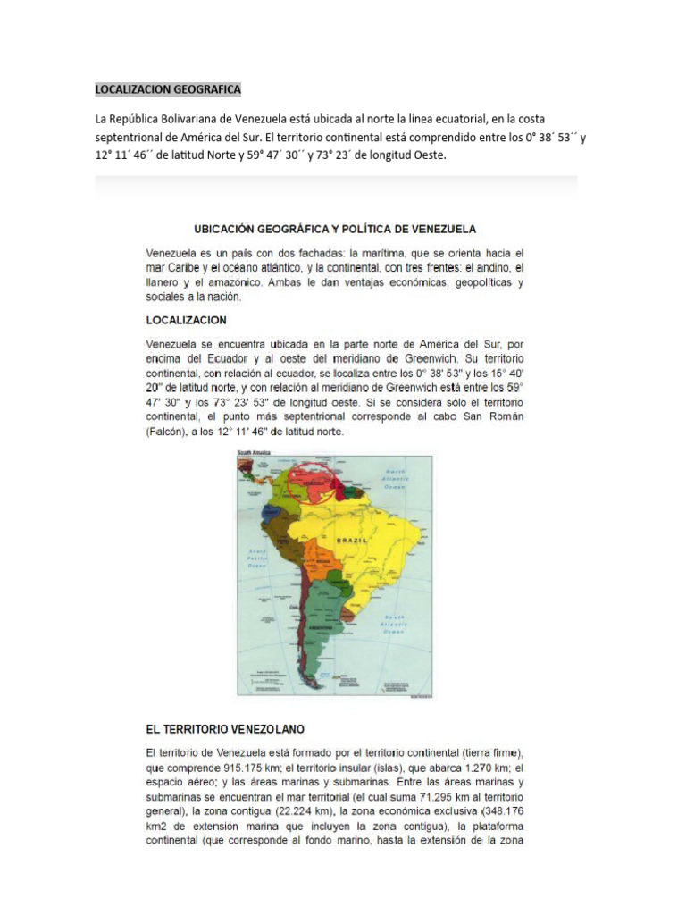 Localizacion Geografica | PDF | Venezuela | América del Sur