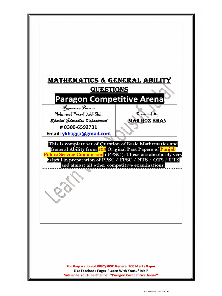 PPSC Math Complete Solution | PDF PPSC Math Complete Solution | PDF