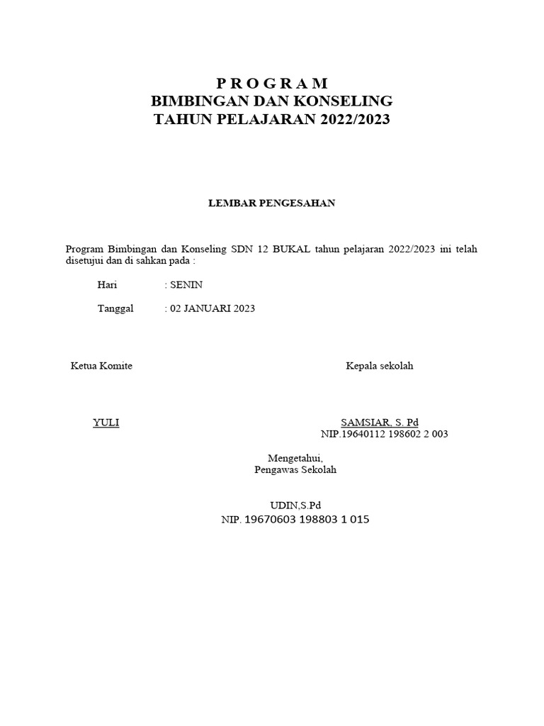 Program BK SD 12 Bukal | PDF