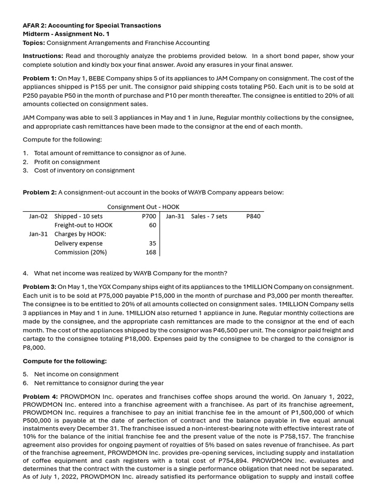 Consignment and Franchise Accounting Guide | PDF | Franchising | Money