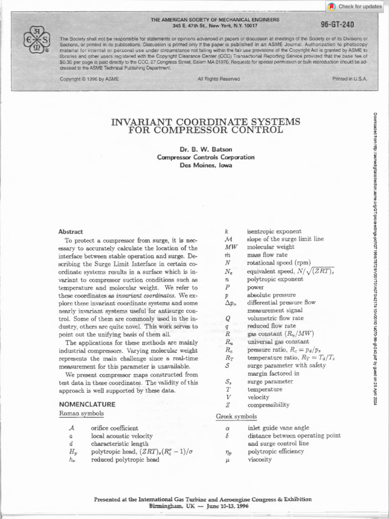 Invariant Coordinate Systems For Compressor Control | PDF | Reynolds Number | Continuum Mechanics