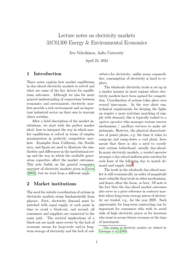 Economics of Day-Ahead Electricity Markets | PDF | Prices | Economic ...