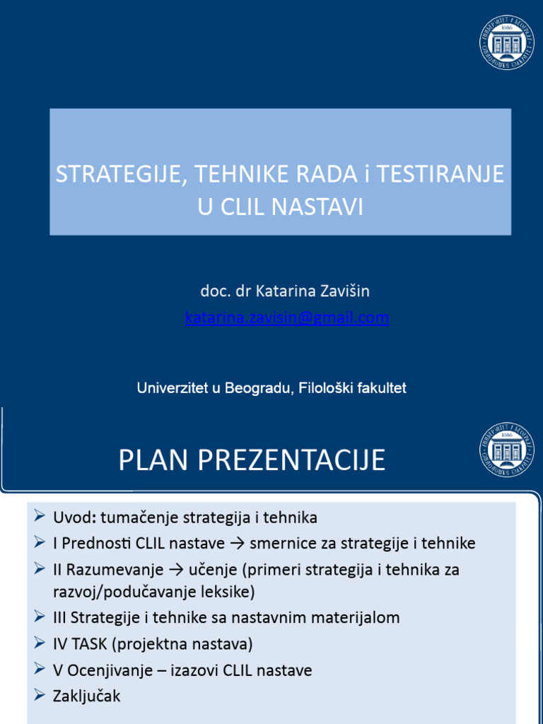 Strategije I Tehnike. CLIL 2022. | PDF