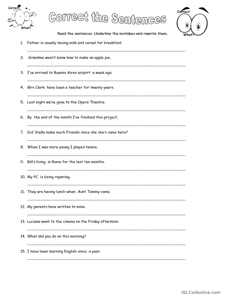 Correct the Sentences. | PDF