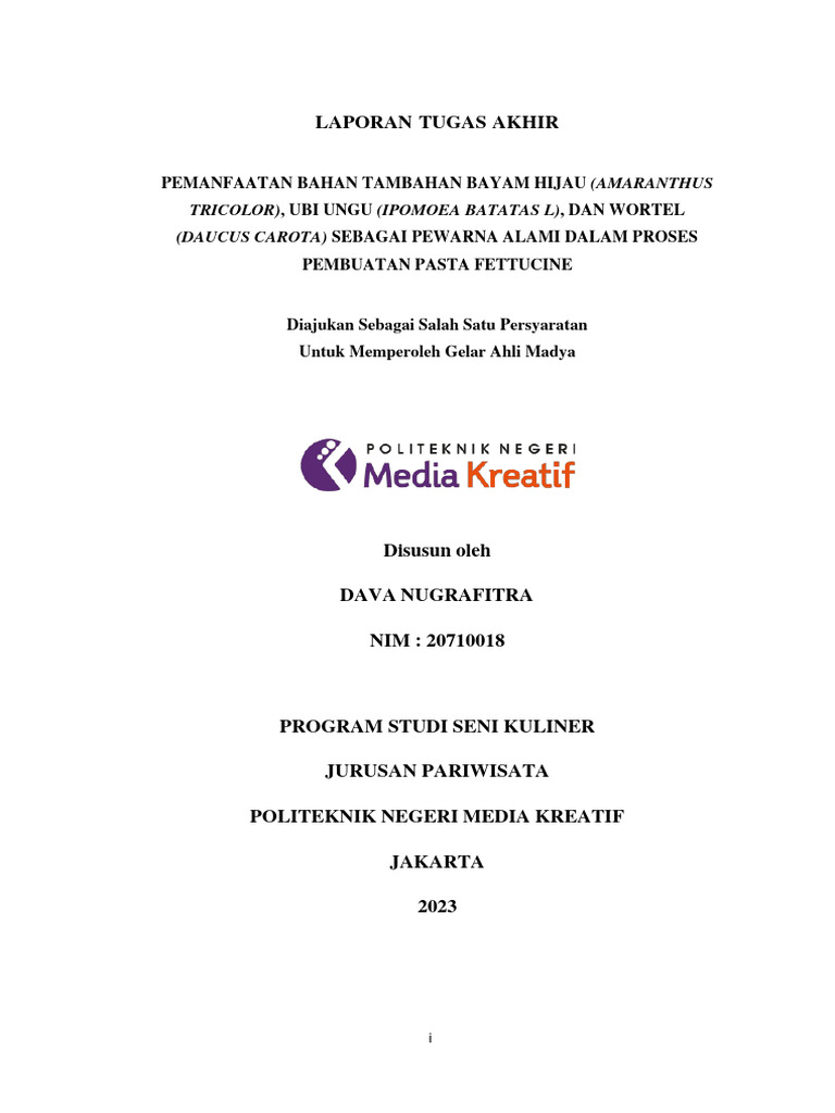 TA - Pewarna Alami Pada Pasta Dava Nugrafitra | PDF | Kesehatan Holistik | Sains & Matematika