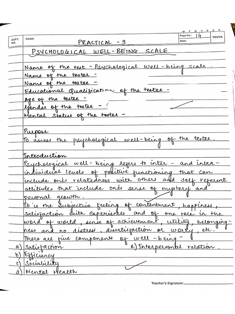 Psychological Well Being Scale | PDF