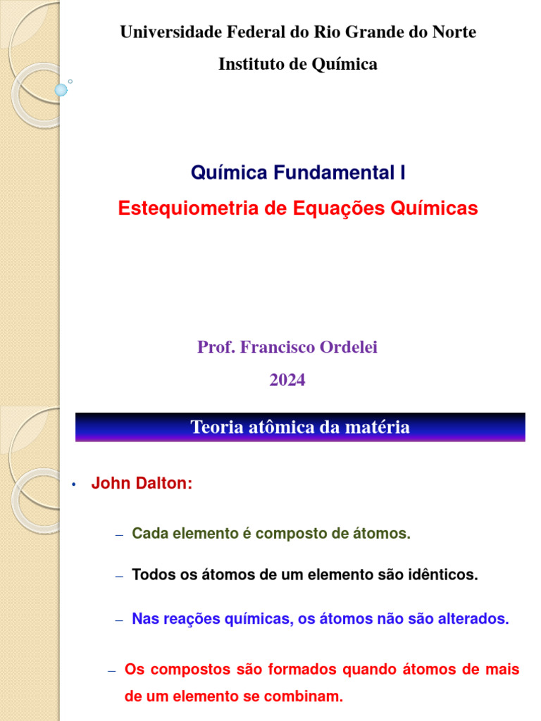 Aula De Estequiometria Pdf Mol Unidade Química