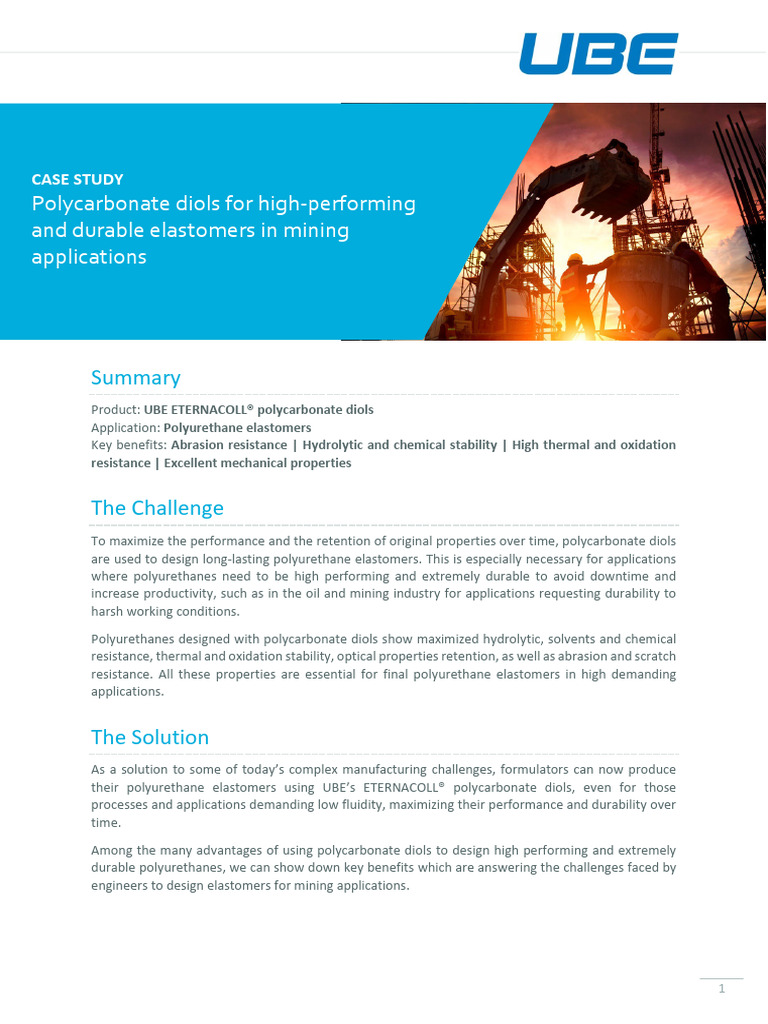 1 - Polycarbonate Diols For High-Performing and Durable Elastomers in ...
