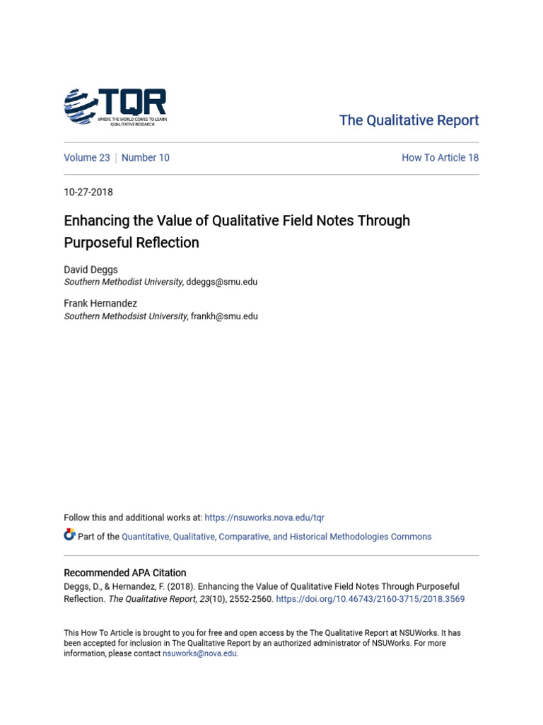 Enhance Qualitative Field Notes with Reflection | PDF | Qualitative ...
