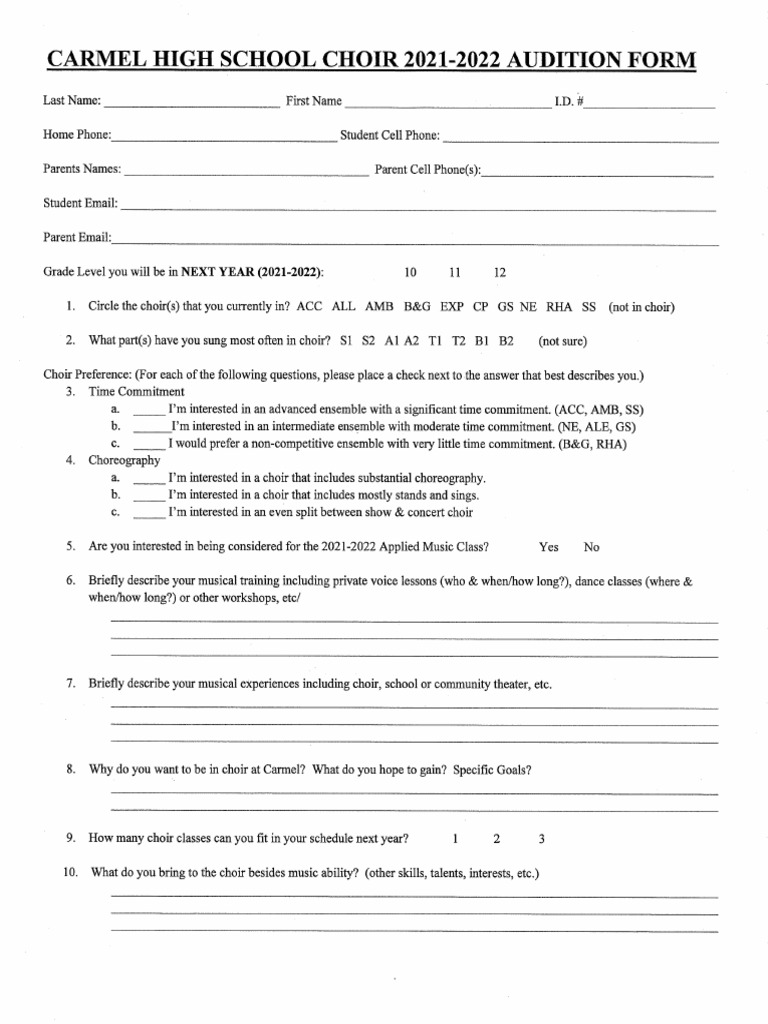 Audition Packet | PDF