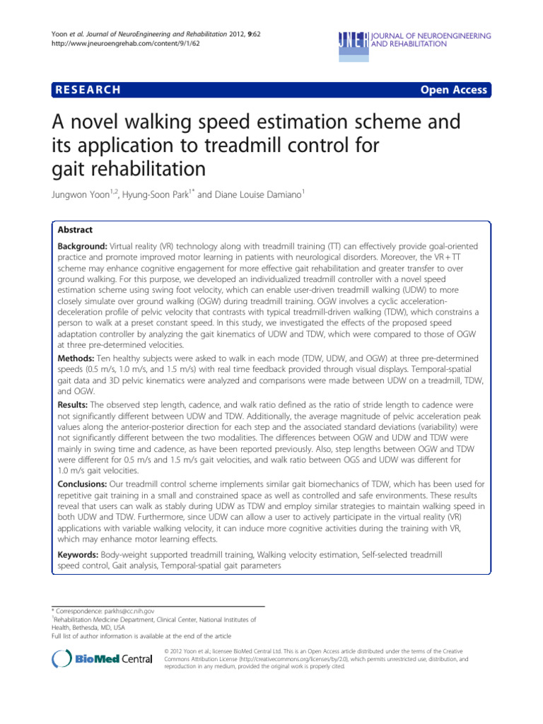 A Novel Walking Speed Estimation Scheme and Its Ap | PDF | Virtual Reality | Walking