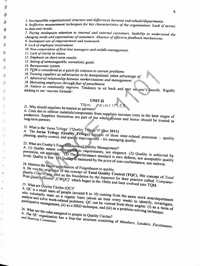 TQM Unit 2 | PDF | Empowerment | Supply Chain