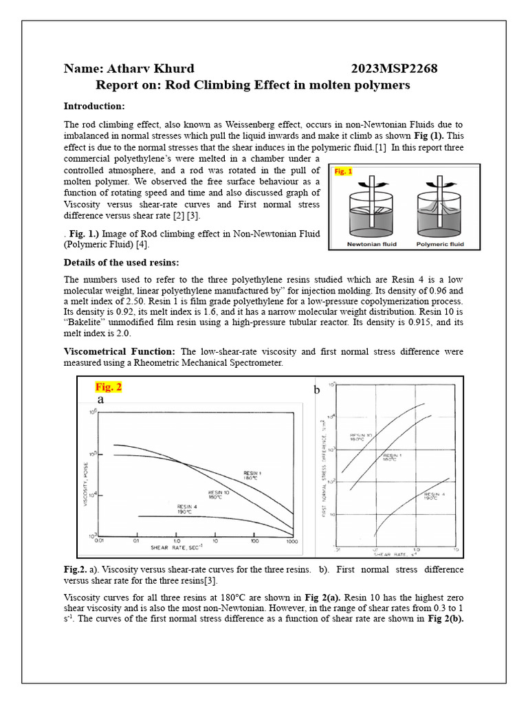 Report On Rod Climbing Effect 2023MSP2268 | PDF | Shear Stress | Viscosity