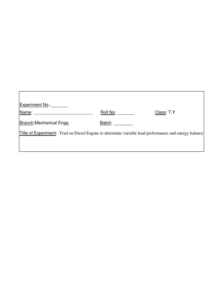 Diesel Engine Heat Balance Trial | PDF | Engines | Diesel Engine
