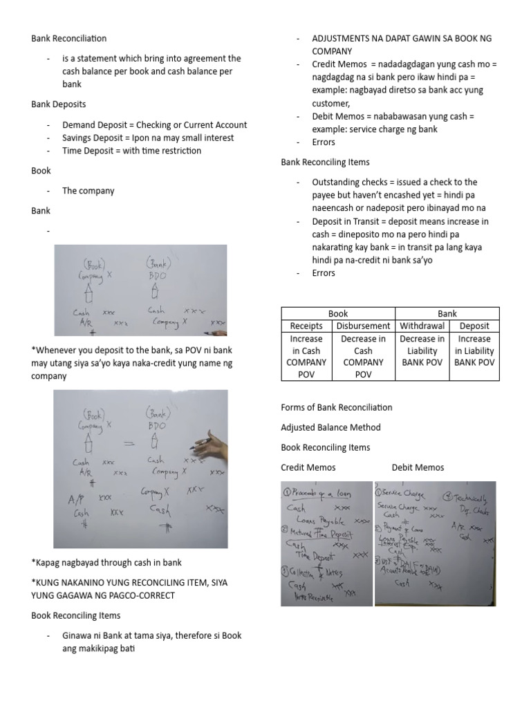 BANK RECONCILIATION NOTES | PDF | Deposit Account | Banks