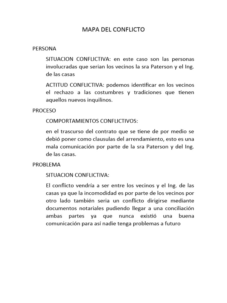 Mapa Del Conflicto - Conciliacion | PDF