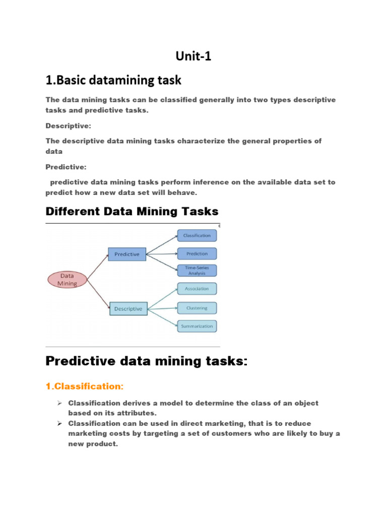 unit 1 datamining | PDF | Artificial Neural Network | Data Mining