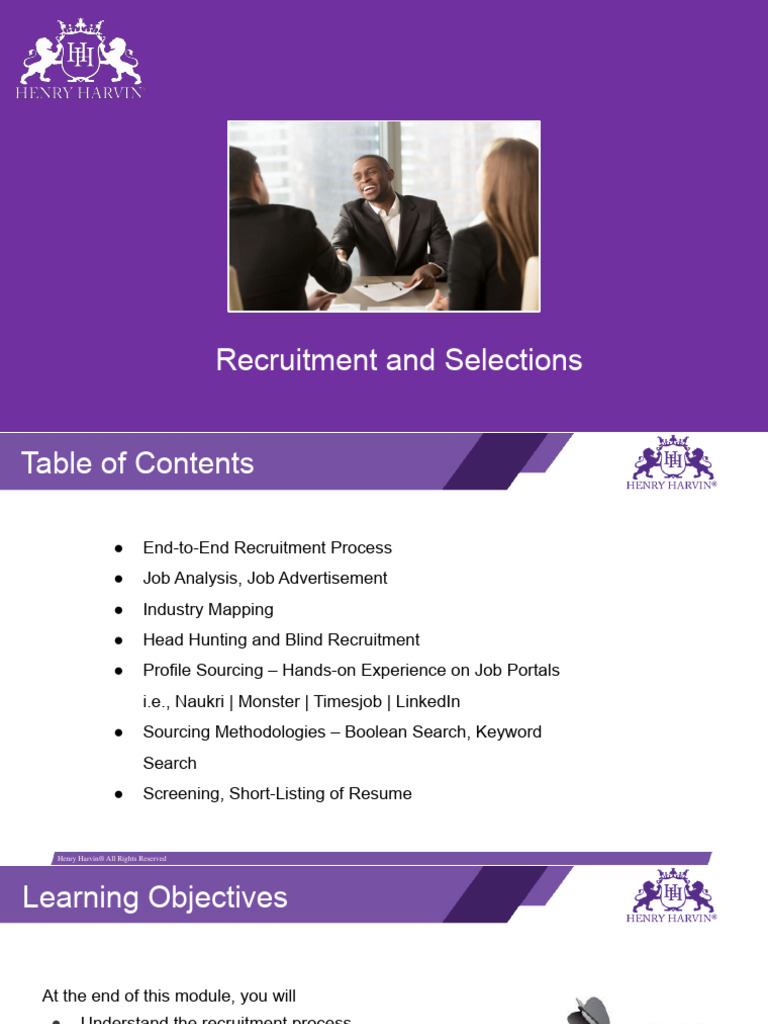 Module 9 - Recruitment and Selections - HR Generalist Course | PDF ...