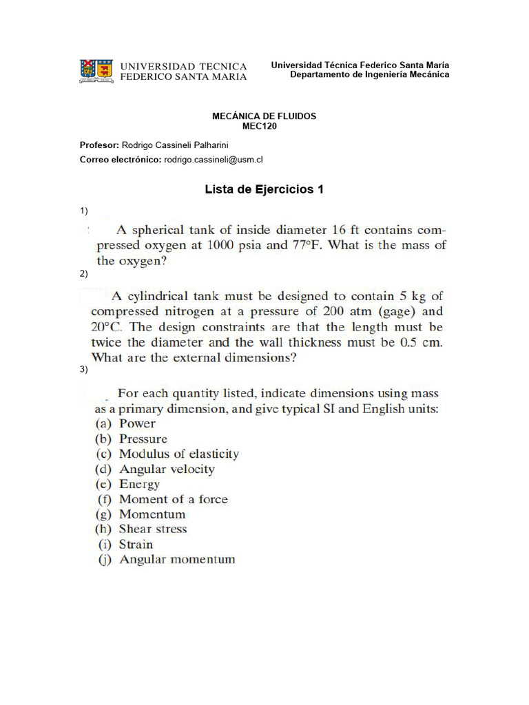 Lista 1 - MecFlu | PDF