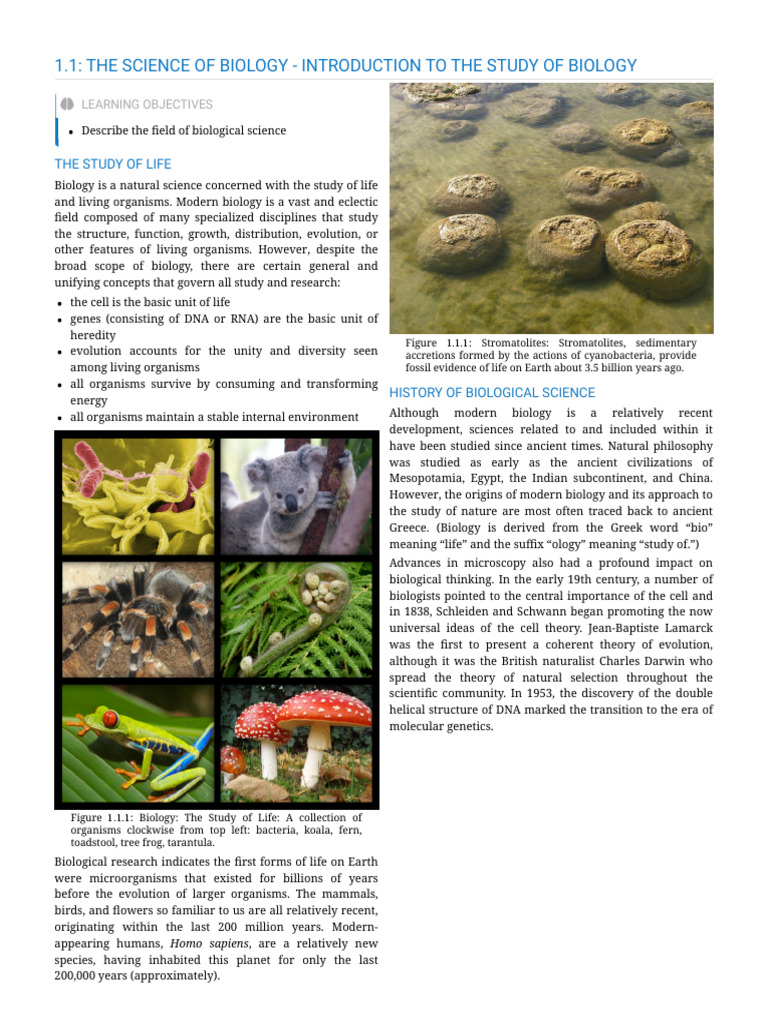 1.1 - The Science of Biology - Introduction To The Study of Biology ...