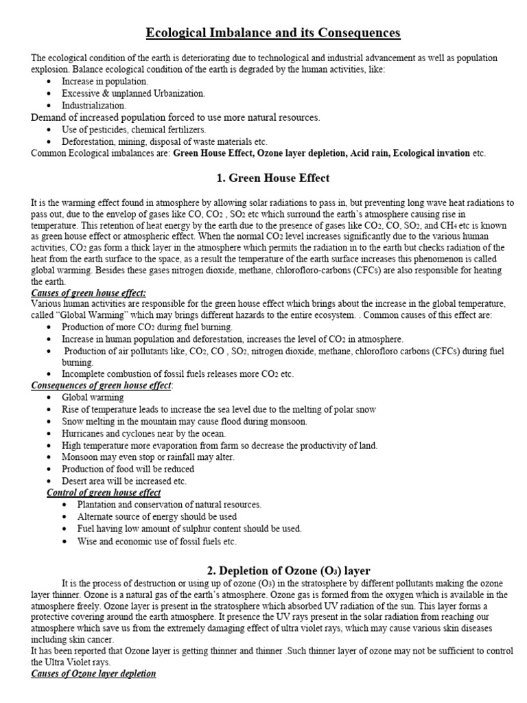 Ecological Imbalance Part I | PDF | Invasive Species | Greenhouse Effect