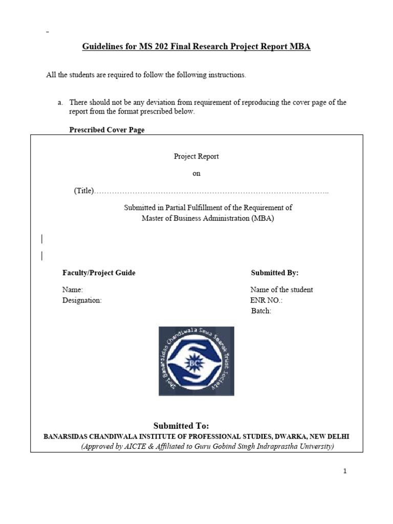 MBA Final Research Project Guidelines | PDF