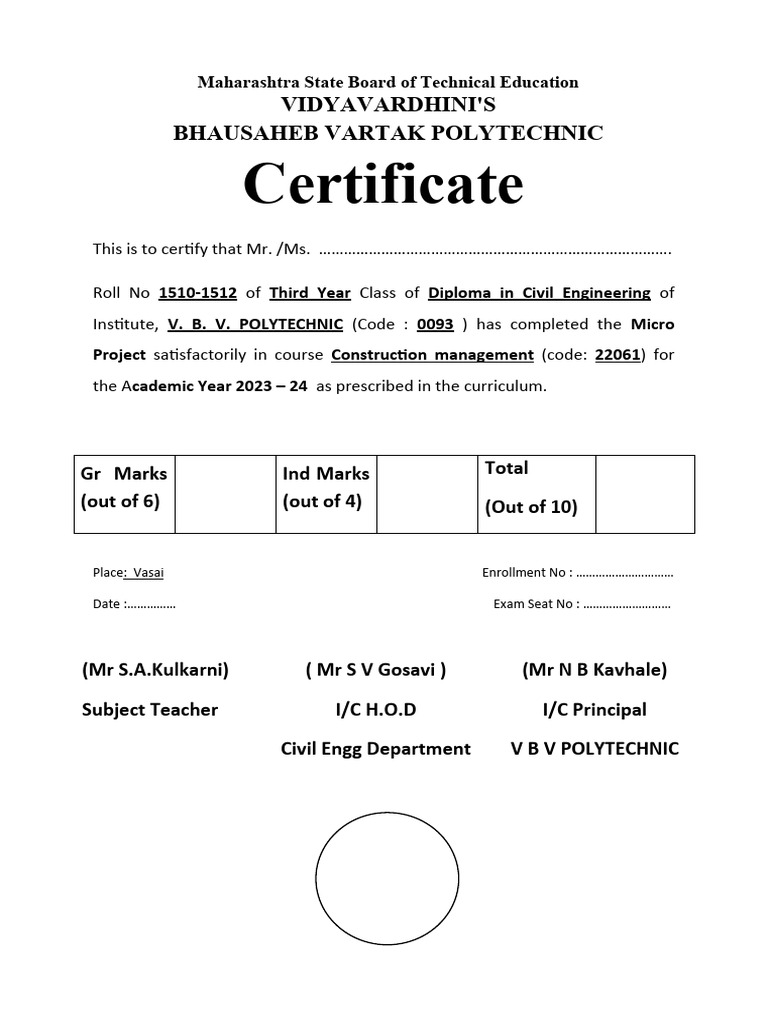 Cma Format | PDF | Civil Engineering