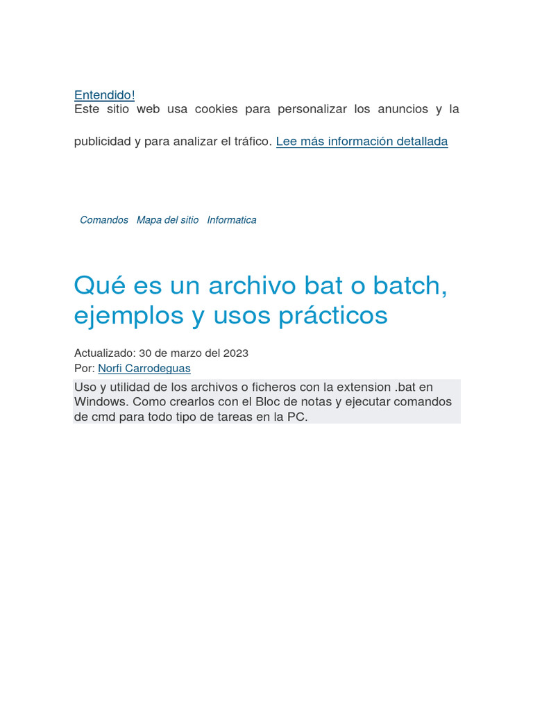 Qué Es Un Archivo Bat o Batch, Ejemplos y Usos Prácticos | PDF | Archivo de computadora ...