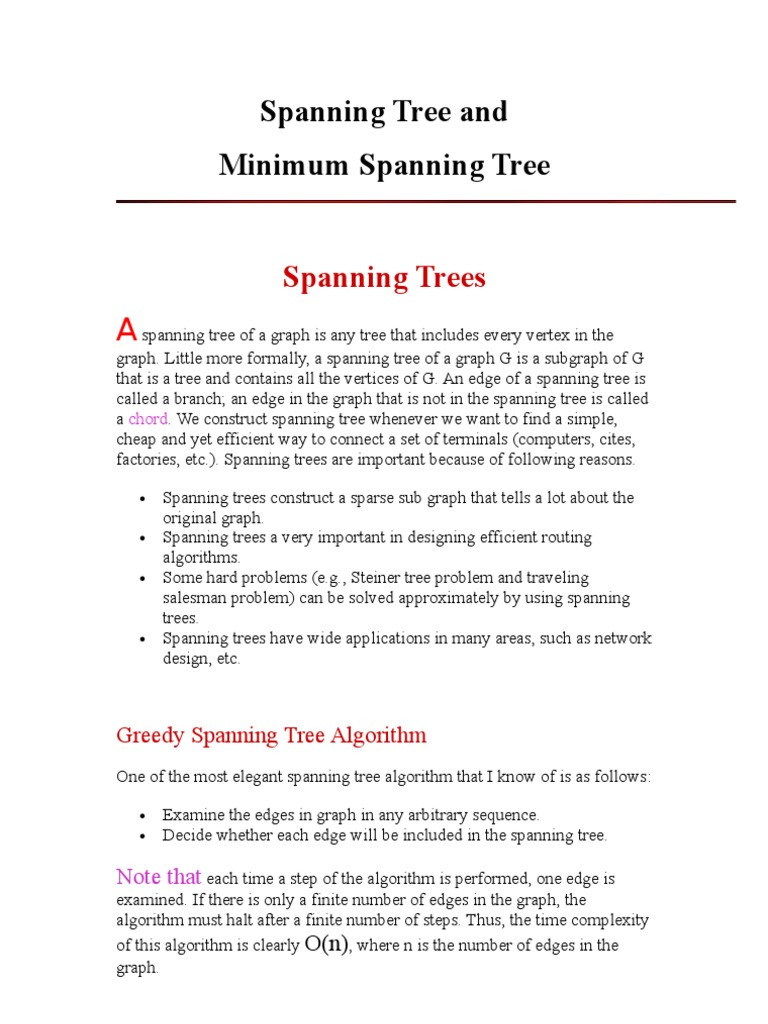 Spanning Tree And Minimum Spanning Tree Pdf Vertex Graph Theory Mathematical Relations