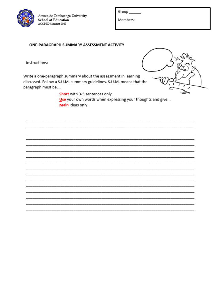 One-Paragraph Summary Guidelines | PDF