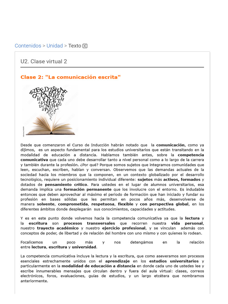 U2 - Comunicacion Escrita | PDF | Literatura | Aprendizaje