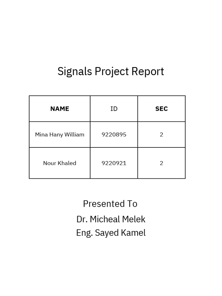 Signals Report | PDF | Data Compression | Applied Mathematics