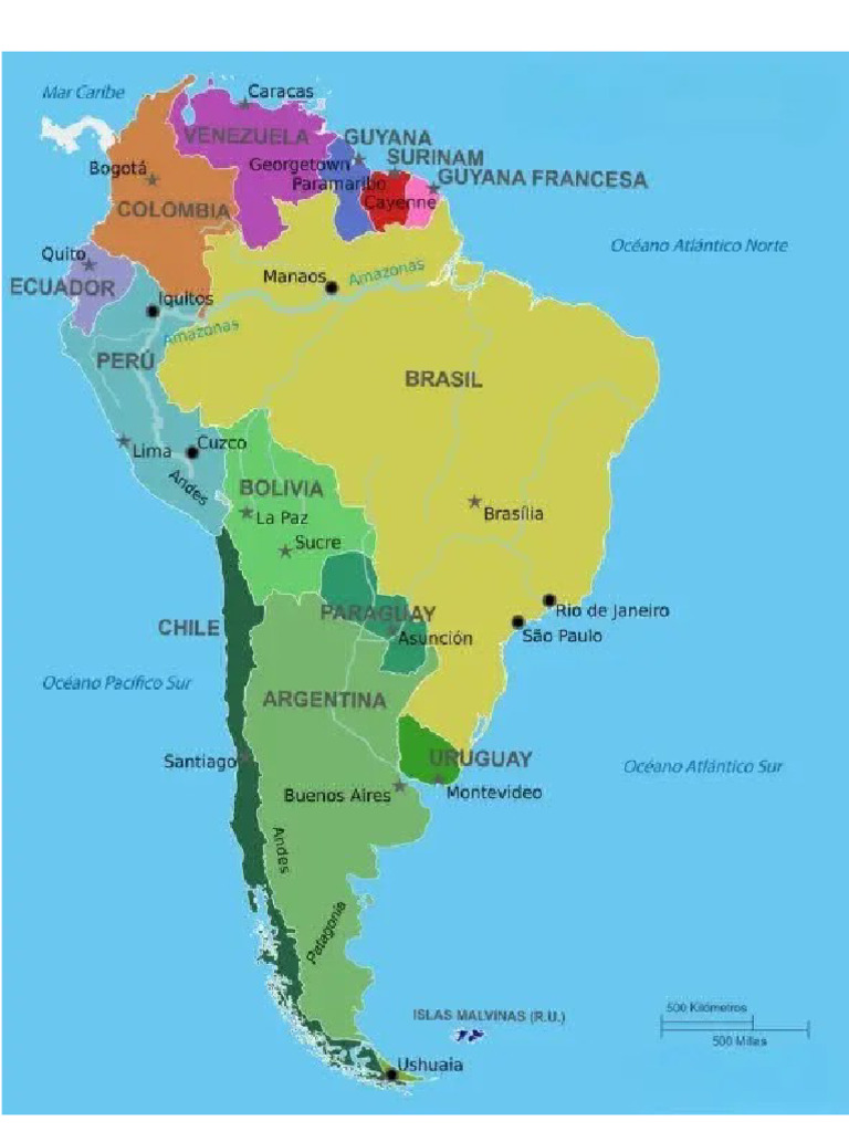 Mapa Sudamerica + Capitales | PDF