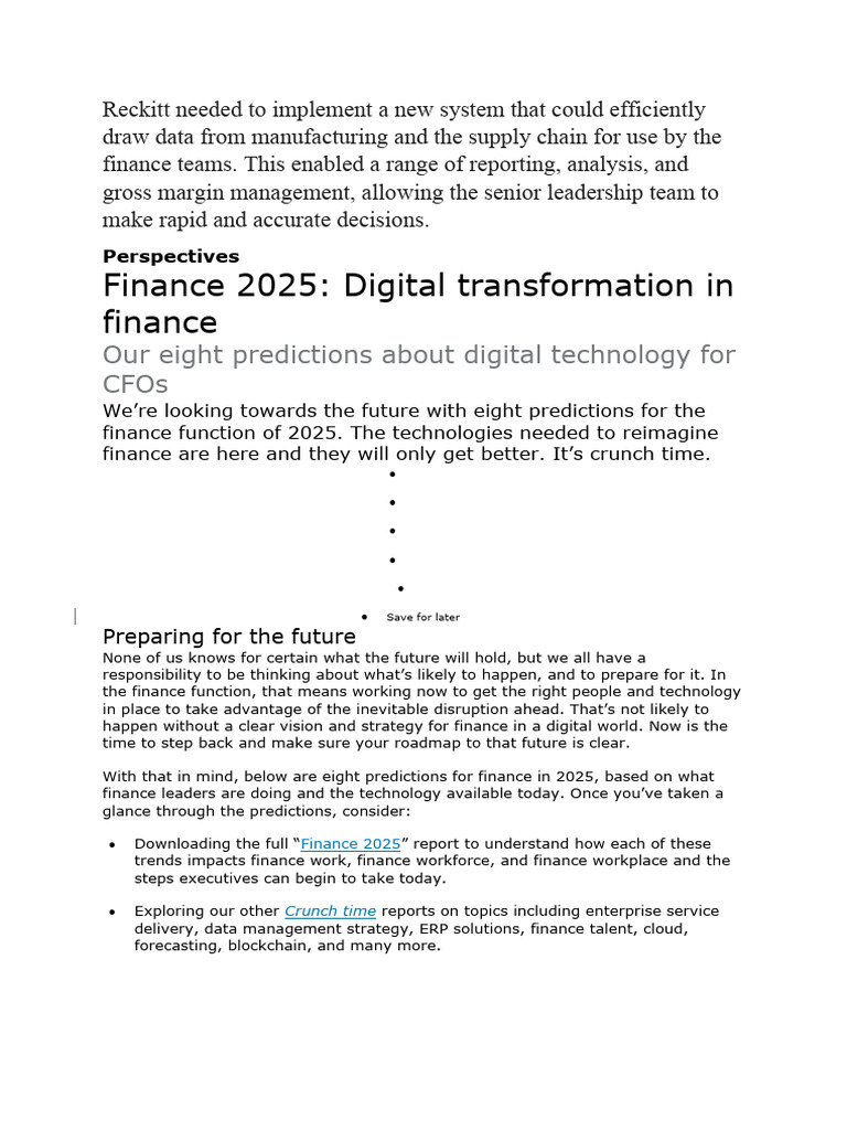 Finance Digitalization | PDF | Performance Indicator | Analytics