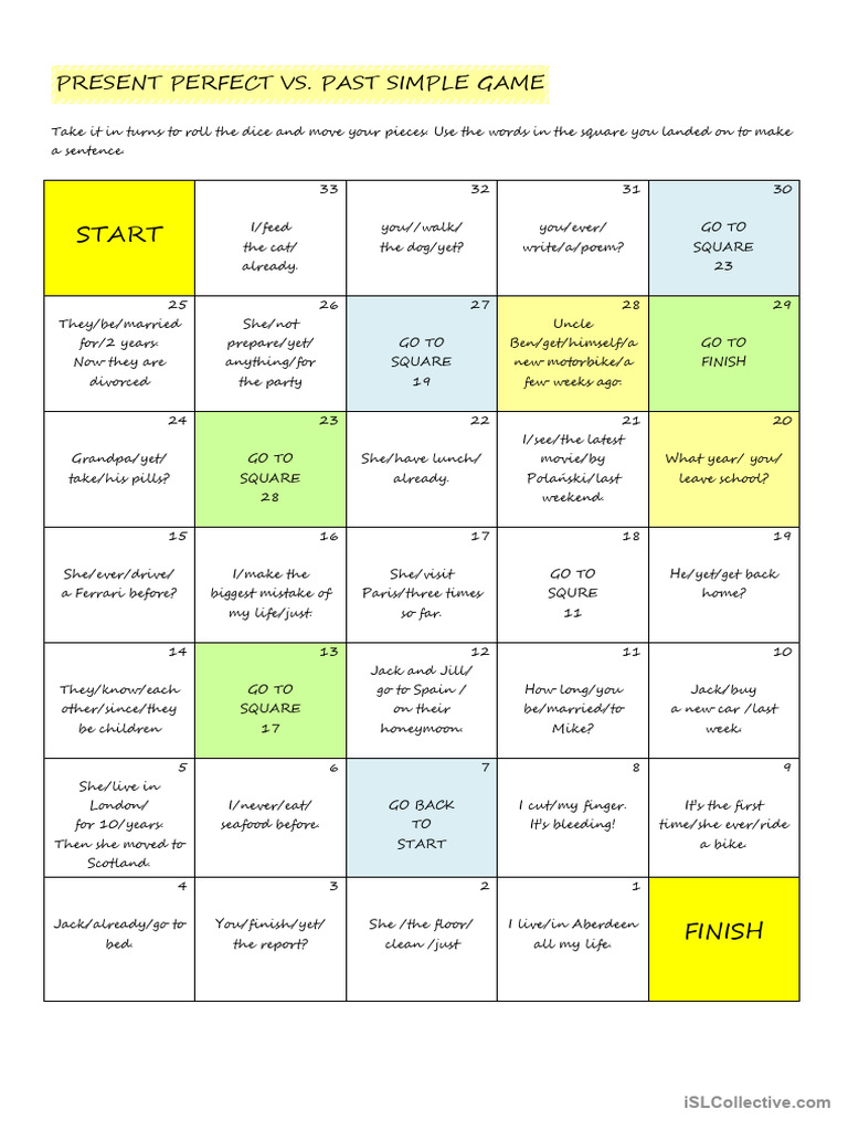 Present Perfect vs. Past Simple Game | PDF