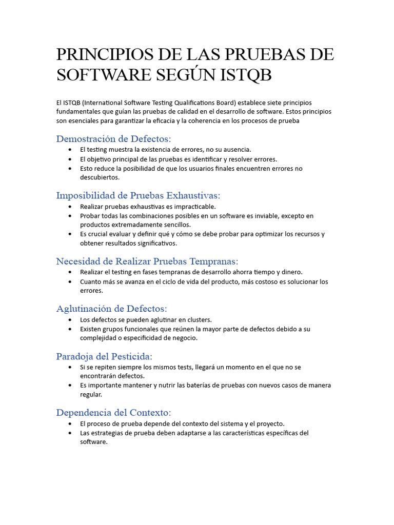 Principios De Las Pruebas De Software Según Istqb Pdf 