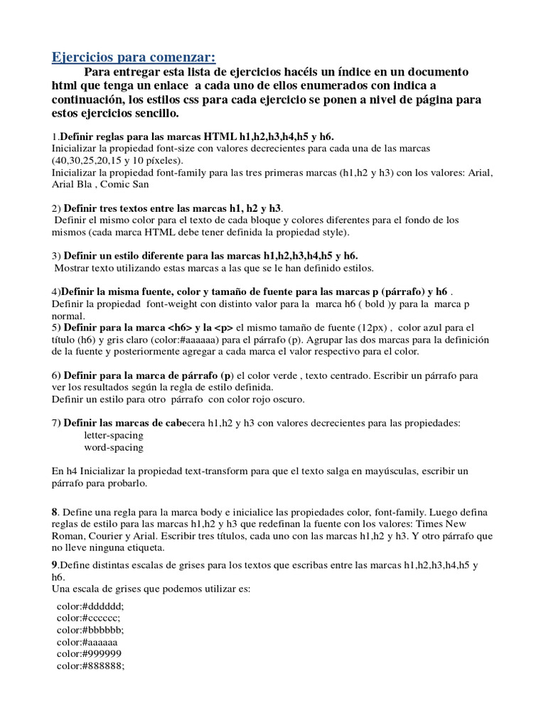 Relación de Ejercicios CSS | PDF | Hipervínculo | HTML Relación de Ejercicios CSS | PDF | Hipervínculo | HTML